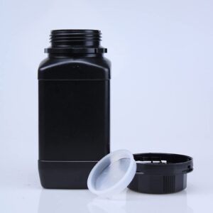 Heyiarbeit 5pcs Plastic Lab Chemical Reagent Bottle 500ml/17oz Wide Mouth Sample Sealing Liquid/Solid Storage Bottles Black