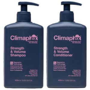 c p climaplex strength and volume shampoo and conditioner set. 13.5 oz bottles each. repairs, hydrates, protects and add volume to the hair.