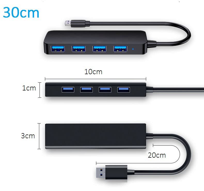 USB C Hub, 4-Port USB 3.0 Hub 5Gbps High Speed Data Transfer, USB Splitter USB Expander for Laptop, Xbox, Flash Drive, HDD, Console, Printer, Camera, Keyborad, Mouse