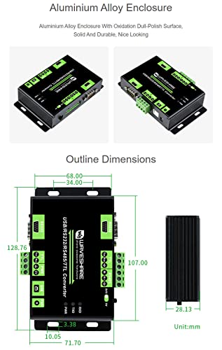 waveshare Industrial Isolated Multi-Bus Converter USB / RS232 / RS485 / TTL Communication Between Different Buses