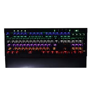 byged pc gaming keyboards, usb wired keyboard colorful rgb backlit gaming keyboard ergonomics keyboards with dual injection molding process, for computer games(black shaft)