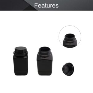 Heyiarbeit 5pcs Plastic Lab Chemical Reagent Bottle 500ml/17oz Wide Mouth Sample Sealing Liquid/Solid Storage Bottles Black