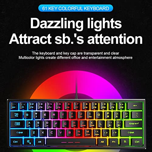 Byged PC Gaming Keyboards, Portable Backlight Keyboard 61 Keys USB Wired Keyboard PC Gaming Keyboard with Stable Non Slip Tripod, for Home Office Computer