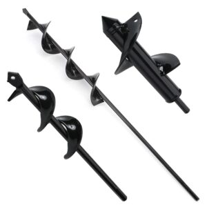 hand auger drill bits, 3pcs garden auger drill bit set various sizes soil auger drill bit for garden potted plants vegetables flowers digging weeding, black