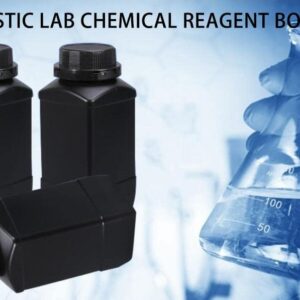 Heyiarbeit 5pcs Plastic Lab Chemical Reagent Bottle 500ml/17oz Wide Mouth Sample Sealing Liquid/Solid Storage Bottles Black