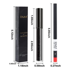 evpct 2Pcs Black Matte Liquid Lipstick and Lip Liner Gloss Stain Pencil Makeup Set DNM Long Lasting Dark Matte Lipstick 24H and with Lip Liner Set for Black women labiales mate 24 horas originales 19#