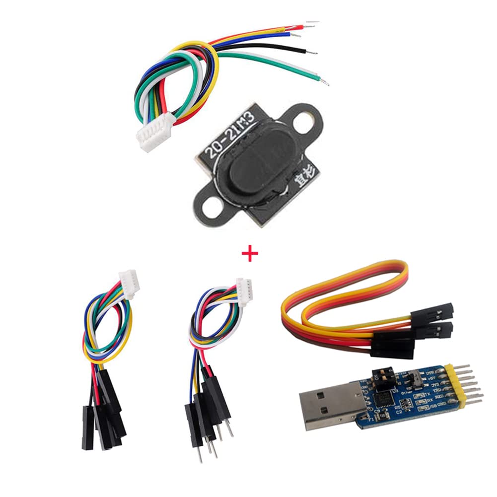 RCmall TF-LC02 Laser Lidar Range Finder Sensor 3cm~200cm Ranging Module with 6Pin Male Connector to Dupont Wire+CP2102 USB to TTL Serial Converter Module, Compatible with Arduino Smart Home Robot