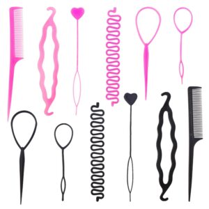 tcotbe 2 sets topsy tail hair accessories - diy braiding tool kit for girls and women, updos, ponytails, and french braids