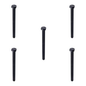 Bettomshin M10x130mm Hex Screws Bolts Carbon Steel Fastener Rustproof Metric Fully Threaded Replace Bolt Black 5Pcs