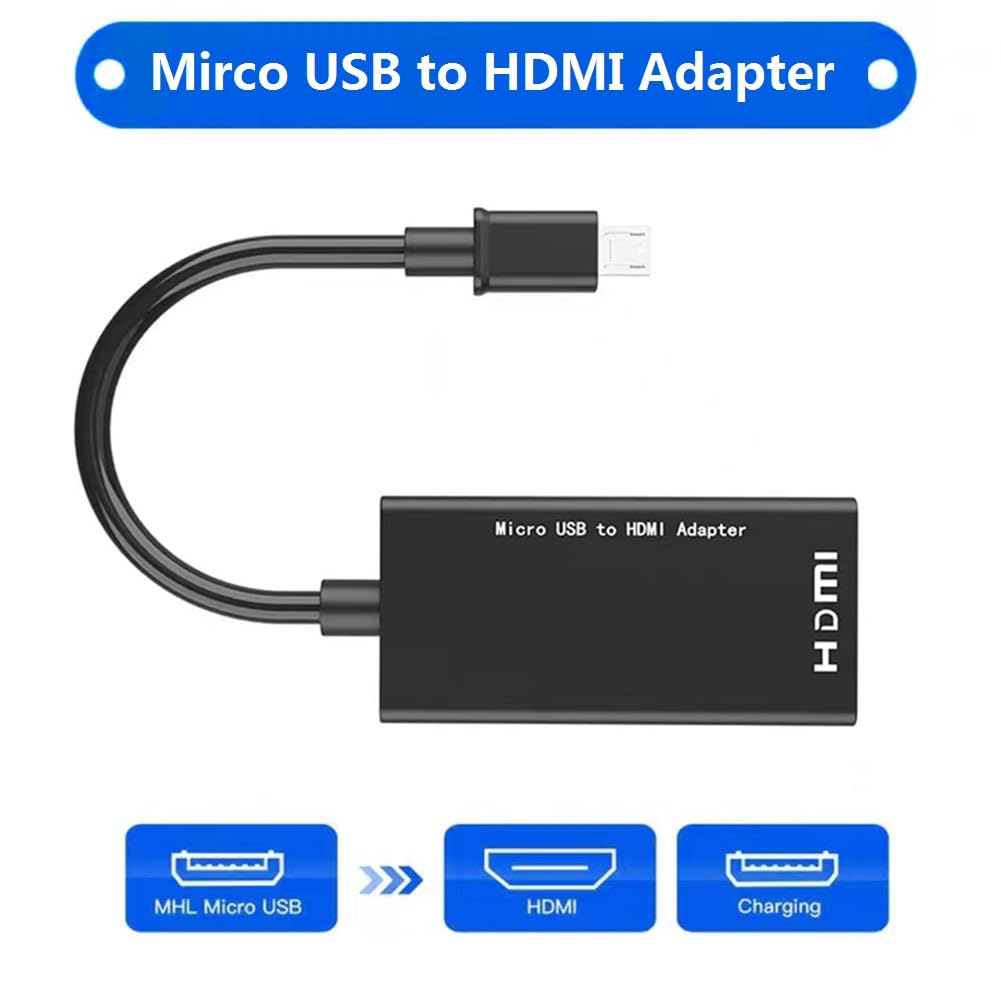 Micro USB to HDMI Cable Adapter, MHL 5pin Phone to HDMI 1080P 4K Video Graphic for Samsung Galaxy/LG/Huawei/Android Smart Phones That with MHL Function