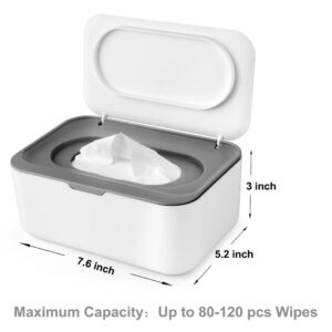 TORASO Wipes Holder, Wipes Dispenser with Lid, Pouch with Lid, Baby Wipes Case Keeps Wipes Fresh， Wipe Container Regular Storage Case Box(2Gray+2panda)