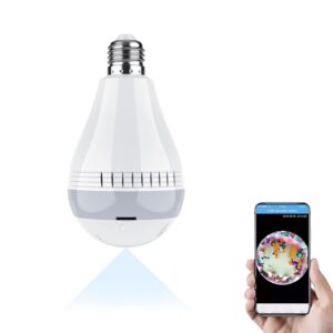 wifi bulb camera 360 degree panoramic, cosulan security camera light, 960p hd surveillance light camera with motion detection/foodlight night vision/cloud & sd card storage/alert events/v380 app&pc/c9