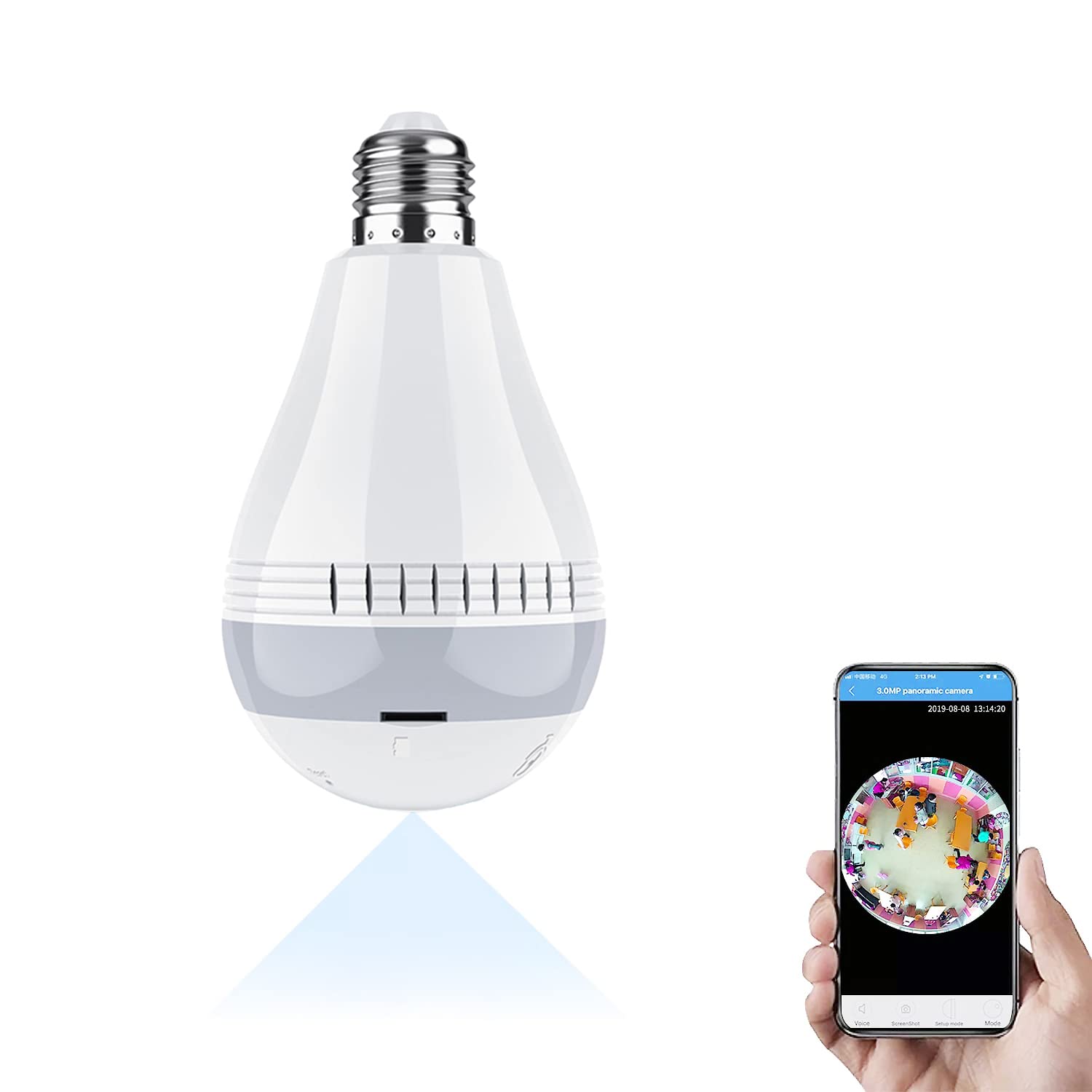 WiFi Bulb Camera 360 Degree Panoramic, COSULAN Security Camera Light, 960P HD Surveillance Light Camera with Motion Detection/Foodlight Night Vision/Cloud & SD Card Storage/Alert events/V380 APP&PC/C9