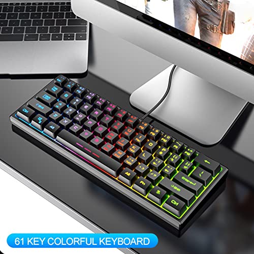 Byged PC Gaming Keyboards, Portable Backlight Keyboard 61 Keys USB Wired Keyboard PC Gaming Keyboard with Stable Non Slip Tripod, for Home Office Computer