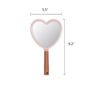 Eaoundm Hand Held Mirror for Makeup, Small Wood Hand Mirror Portable Travel Vanity Mirror for Men&Women 5.5W x 9.2L inch