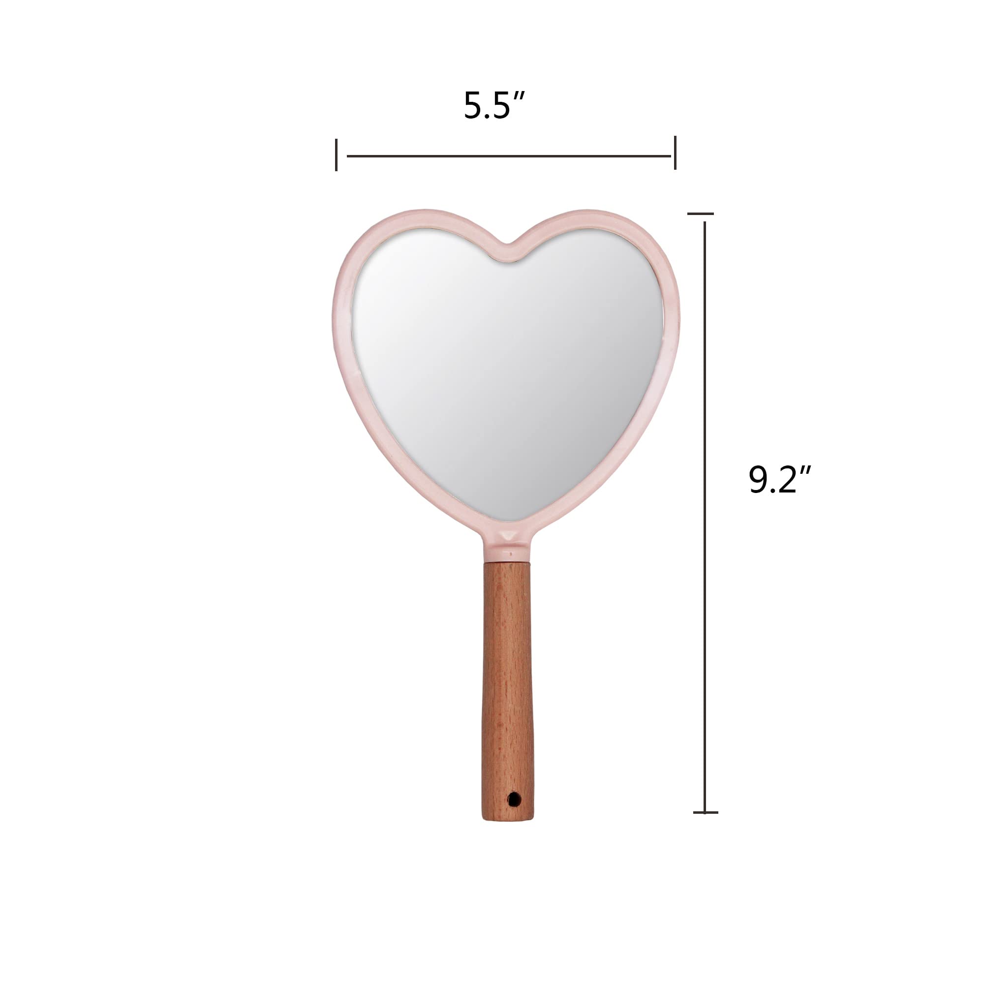 Eaoundm Hand Held Mirror for Makeup, Small Wood Hand Mirror Portable Travel Vanity Mirror for Men&Women 5.5W x 9.2L inch