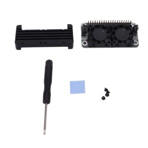 Aluminium Alloy Case Kit for Raspberry Pi Zero 2 W, Dual Fans, Radiator Shell with Heatsink and RGB LED Light