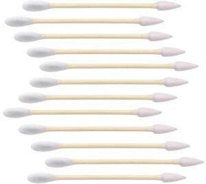 1000 count organic bamboo cotton swabs - pointy/round head biodegradable wooden cotton buds for ear, plastic free double ear cotton sticks for cleaning, makeup