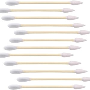 1000 Count Organic Bamboo Cotton Swabs - Pointy/Round Head Biodegradable Wooden Cotton Buds for Ear, Plastic Free Double Ear Cotton Sticks for Cleaning, Makeup