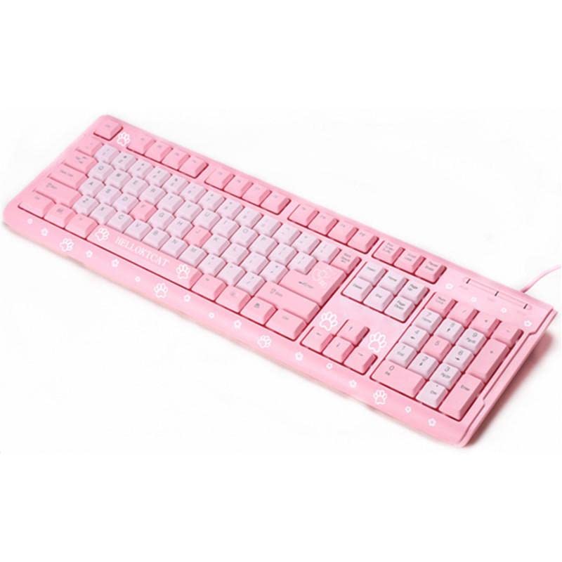 zelhdy Gaming Keyboard, Ergonomic Waterproof Keyboard, Ultra-Slim Full-Size, Comfortable Keycaps, Streamlined Design, Pink