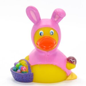 easter bunny pink rubber duck bath toy | weighted and sealed | safe for children all ages | 100's of styles to chose | collect them all | 3 x 3.5 x 3