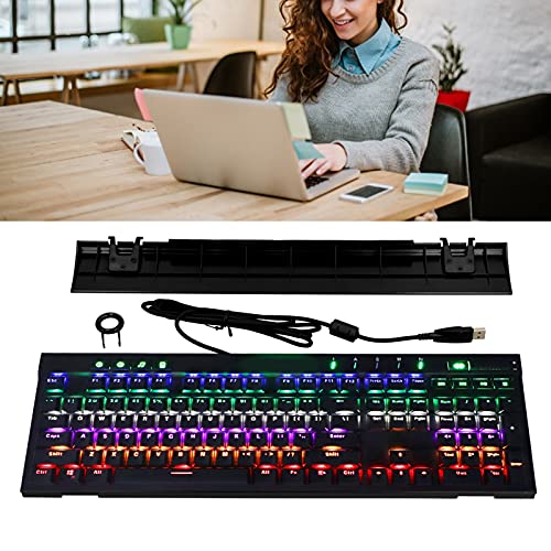 Byged PC Gaming Keyboards, USB Wired Keyboard Colorful RGB Backlit Gaming Keyboard Ergonomics Keyboards with Dual Injection Molding Process, for Computer Games(Black Shaft)