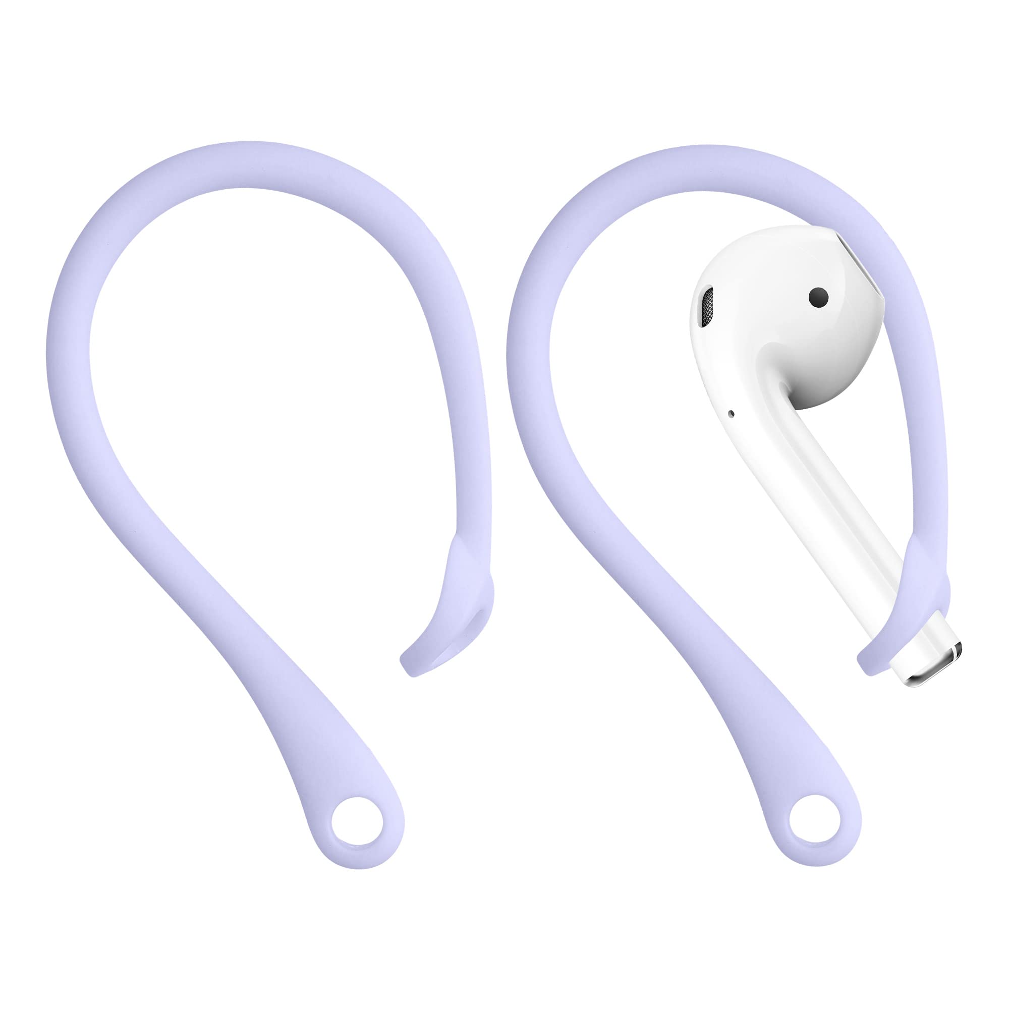 kwmobile Earbud Hooks Compatible with Apple Airpods 1/2 / 3 / Pro 1 / Pro 2 - Set of 2X Earphone Holders for Running - Light Lavender