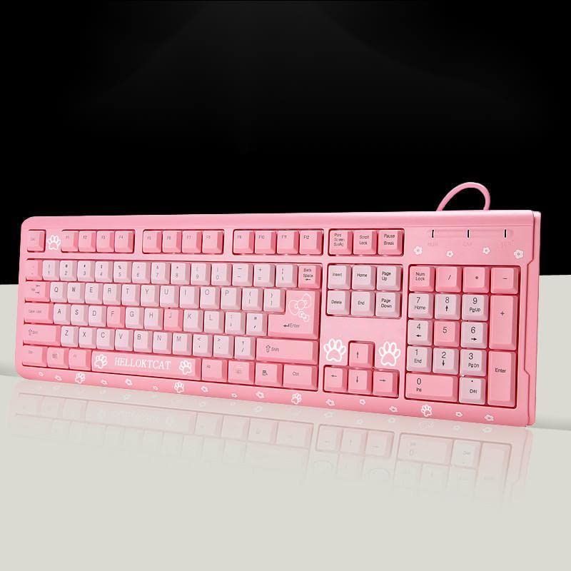 zelhdy Gaming Keyboard, Ergonomic Waterproof Keyboard, Ultra-Slim Full-Size, Comfortable Keycaps, Streamlined Design, Pink