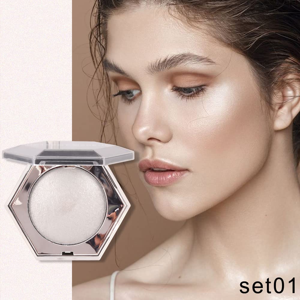 evpct Pearl White Silver Face Highlighter Makeup Shimmer Glitter Diamond Sparkly Highlighters Makeup Palette Powder for Face Body Cheek Pale Skin