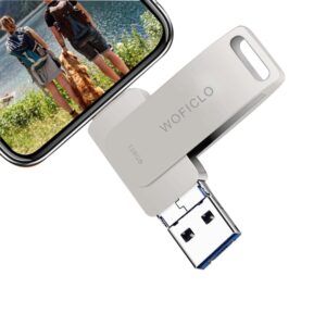 memory stick 128gb usb flash drive for iphone woficlo usb stick photo storage compatible ios/android//windows system(silver-128gb)