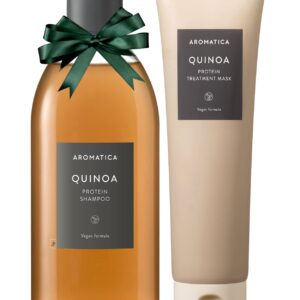 AROMATICA Quinoa Protein Shampoo & Hair Treatment Gift Set – Vegan Hair Care Product with Quinoa Extract for Color Treated, Damaged Hair