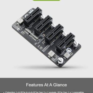 waveshare Extended 4-Ch PCIe Gen 2 ×1 Expander Stable Performance Driver-Free Plug & Play