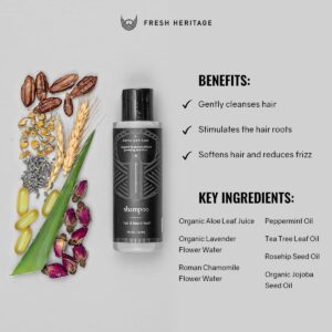 Fresh Heritage Premium Men's Beard Care Bundle - Shampoo with Tea Tree, Conditioner with Argan Oil - Softens, Smooths & Promotes Beard Growth - 100% Natural Grooming Kit