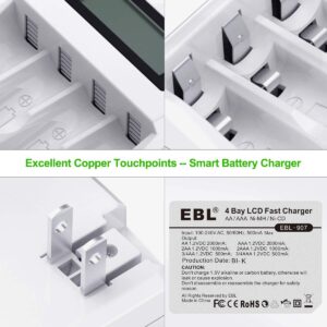 EBL Pack of 8 AA Batteries 2800mAh and Rechargeable AAA Batteries 1100mAh (8 Counts) with 907 LCD Individual Charger