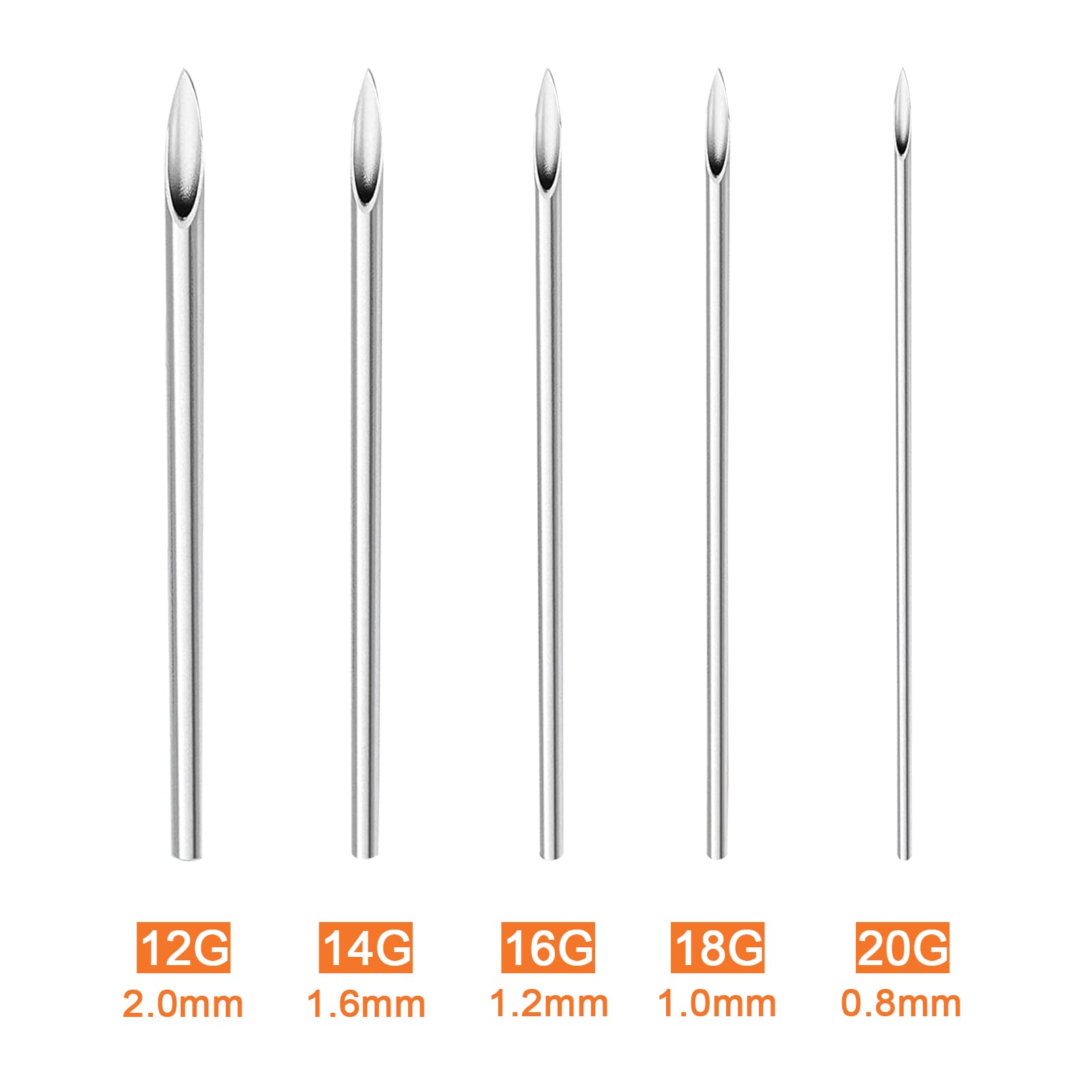 Ear Nose Piercing Needles - Autdor 100pcs Mixed Piercing Needles 12G 14G 16G 18G and 20G Hollow Needles for Ear Nose Navel Nipple Lip Tongue Piercing Kits Piercing Tools Piercing Supplies