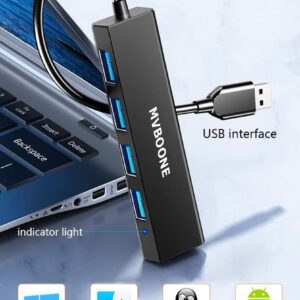 USB C Hub, 4-Port USB 3.0 Hub 5Gbps High Speed Data Transfer, USB Splitter USB Expander for Laptop, Xbox, Flash Drive, HDD, Console, Printer, Camera, Keyborad, Mouse