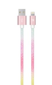 lax glitter nylon braided [apple mfi certified] fast charger iphone lightning cable, iphone cord compatible with iphone 14/13 /12/11 pro max/xs max/xr/xs/x/8/7/se/6s/ ipad & more (10ft-pastel rbow)