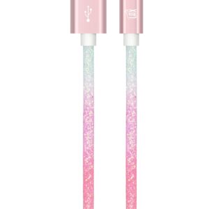 LAX Glitter Nylon Braided [Apple MFi Certified] Fast Charger iPhone Lightning Cable, iPhone Cord Compatible with iPhone 14/13 /12/11 Pro Max/XS MAX/XR/XS/X/8/7/SE/6S/ iPad & More (10FT-Pastel RBOW)