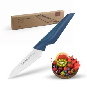 lebabo paring knife 4 inch, german stainless steel fruit knife ideal for peeling and slicing, ergonomic handle, blue