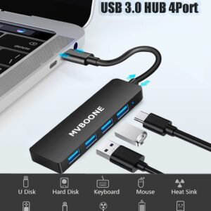 USB C Hub, 4-Port USB 3.0 Hub 5Gbps High Speed Data Transfer, USB Splitter USB Expander for Laptop, Xbox, Flash Drive, HDD, Console, Printer, Camera, Keyborad, Mouse