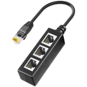 vienon rj45 network splitter adapter cable, rj45 1 male to 3 female socket port lan ethernet network splitter y adapter cable suitable for super category 5 ethernet, category 6 ethernet and more