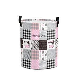 cute cows patchwork storage bin, waterproof oxford fabric clothes basket organizer for laundry hamper,toy bins,gift baskets, bedroom, clothes,baby nursery