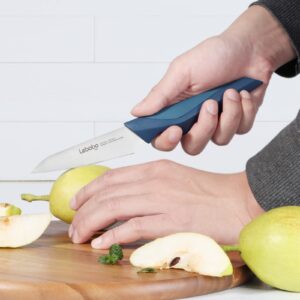 Lebabo Paring Knife 4 Inch, German Stainless Steel Fruit Knife Ideal for Peeling and Slicing, Ergonomic Handle, Blue