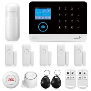 wireless wifi smart home security diy alarm system with motion detector,notifications with app,door/window sensor, siren,compatible with alexa,no monthly fees