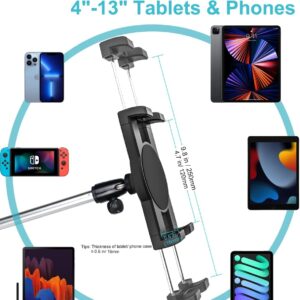 Aozcu Flexible Tablet Stand Holder for Bed, 35in Aluminum Long Arm iPad Camera Mount for Desk, 360° Rotation Webcam Stand with 1/4 Screw for iPad Pro 11 Air Mini, Switch, iPhone, More 4-12.9" Devices