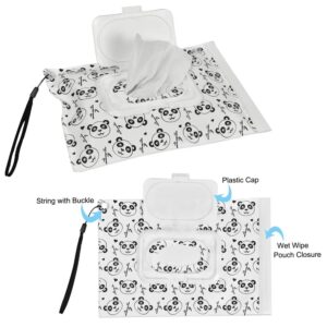 TORASO Wipes Holder, Wipes Dispenser with Lid, Pouch with Lid, Baby Wipes Case Keeps Wipes Fresh， Wipe Container Regular Storage Case Box(2Gray+2panda)