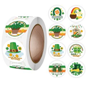 st. patrick's day label stickers 500pcs irish green shamrock lucky clover label st. patrick’s day themed party decoration craft supply self adhesive seals for envelope box bag