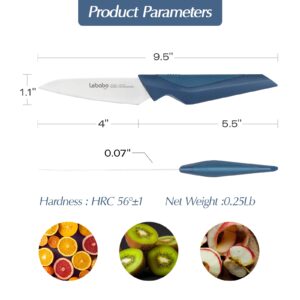 Lebabo Paring Knife 4 Inch, German Stainless Steel Fruit Knife Ideal for Peeling and Slicing, Ergonomic Handle, Blue