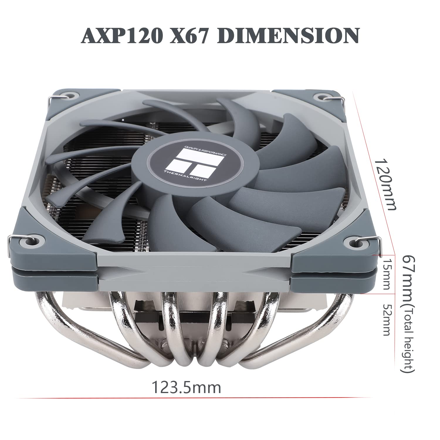 Thermalright AXP120-X67 Low Profile CPU Air Cooler with Quite 120mm TL-12015 PWM Fan, 4 Heat Pipes, 67mm Height, for AMD AM4/AM 5/Intel LGA 1700/1150/1151/1155/1156/1200