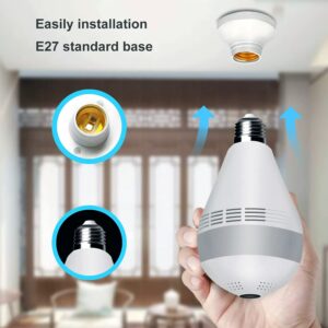 WiFi Bulb Camera 360 Degree Panoramic, COSULAN Security Camera Light, 960P HD Surveillance Light Camera with Motion Detection/Foodlight Night Vision/Cloud & SD Card Storage/Alert events/V380 APP&PC/C9